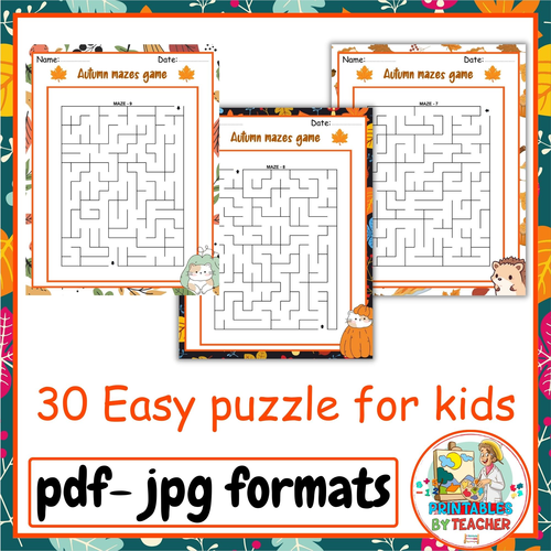 Autumn Fall mazes game for kids| back to school activities | November ...