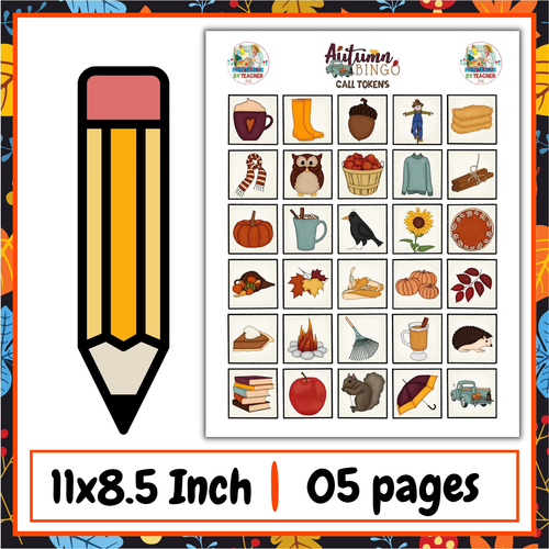 back to school autumn bingo game worksheets for kids- fall school ...