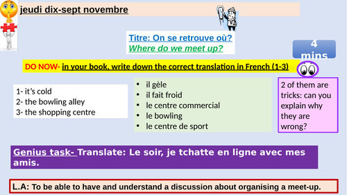Theme 1 French _ On se retrouve où? Organising a meet up | Teaching ...
