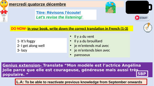 French Listening and Reading strategies Theme 1 | Teaching Resources