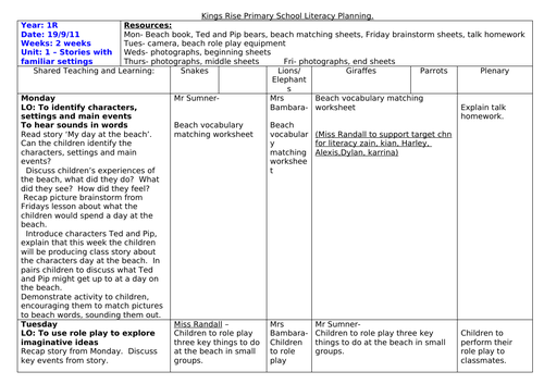 Back to School Autumn Planning Year 1 Massive Amount of Work Literacy ...