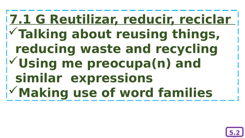 GCSE Spanish AQA Unit 7: Environment and People in Need (el medio ...
