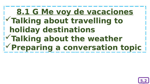 GCSE Spanish AQA Unit 8: Holiday & Travel (Las vacaciones y los viajes ...