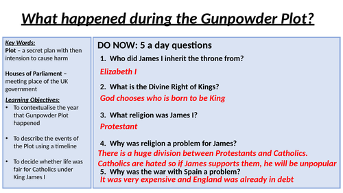 L2 What happened during the Gunpowder Plot? | Teaching Resources