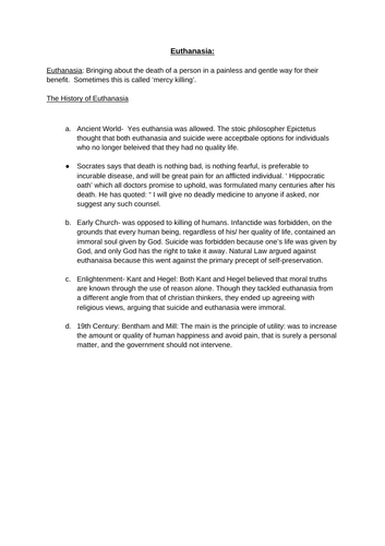 OCR Religious Studies A Level Ethics A* KEY NOTES Ethics - Euthanasia ...