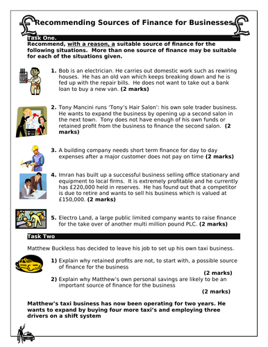 Sources of finance case study (Lesson 3) - GCSE Business | Teaching ...