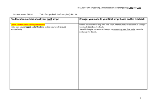 BTEC L3 Creative Digital Media Production: Unit 19 Scripwriting ...