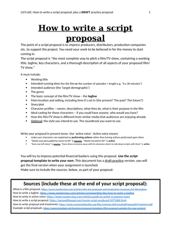 BTEC L3 Creative Digital Media Production: Unit 19 Scripwriting ...