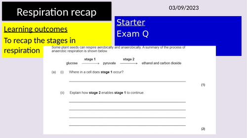 AQA A level Respiration | Teaching Resources