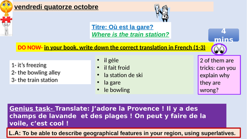 Theme 2 French_Topic: My area (Foundation) | Teaching Resources