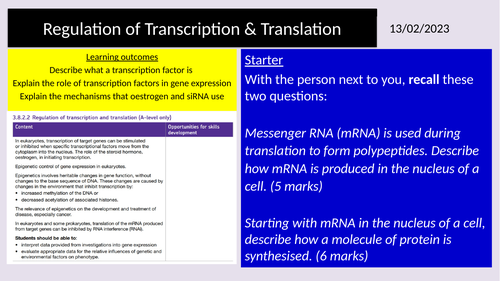 AQA A level Gene Expression | Teaching Resources