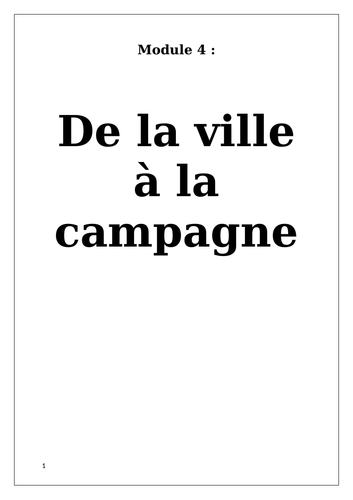 French GCSE Module 4 - de la ville à la campagne (8 lessons) | Teaching ...