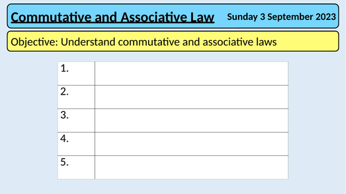 Commutative and Associative Laws | Teaching Resources