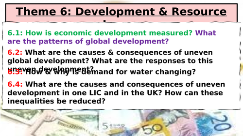 WJEC GCSE Theme 6: Lesson 1: Measuring Development | Teaching Resources