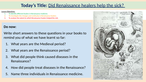 Renaissance Medicine - MTT Edexcel GCSE (Lessons 1-8 + 2 full booklets ...