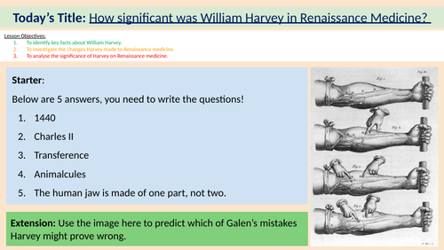 Renaissance Medicine - Harvey | Teaching Resources