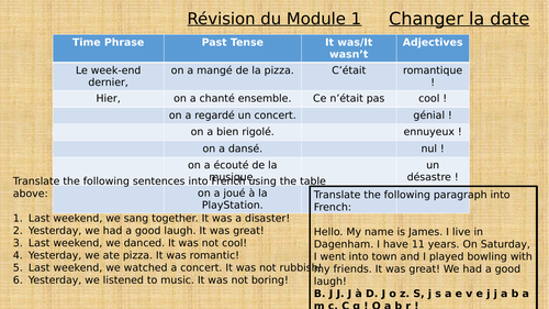 Studio 3 Vert - Module 1 - French | Teaching Resources