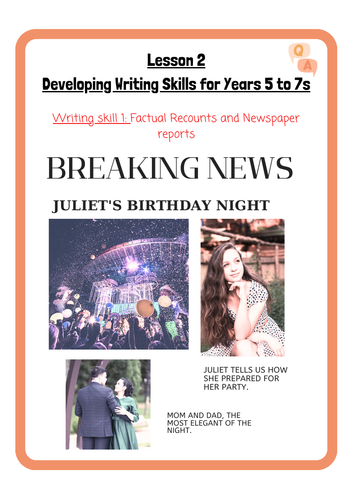 Information texts: newspaper reports- lesson 2 | Teaching Resources
