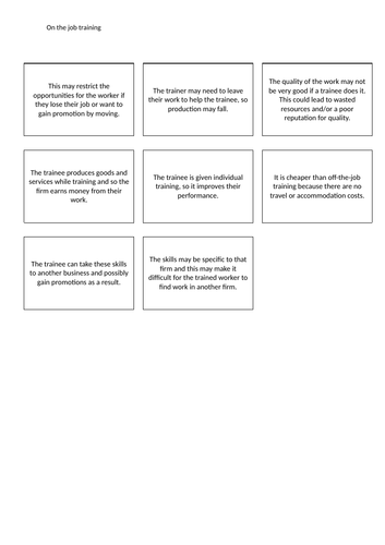 On & Off The Job Training (Lesson 7) - GCSE Business | Teaching Resources