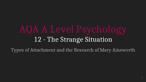 AQA A Level Psychology Lecture 12 - The Strange Situation | Teaching ... AQA A Level Psychology Lecture 12 - The Strange Situation | Teaching ...