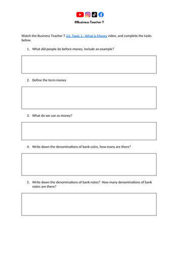 Unit 1: Topic 1: What is Money? LIBF LiFE Level 2 | Teaching Resources