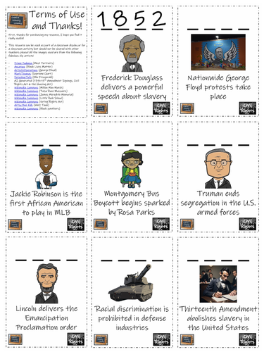 Civil Rights Movement Timeline Display Research and Sorting Activity ...