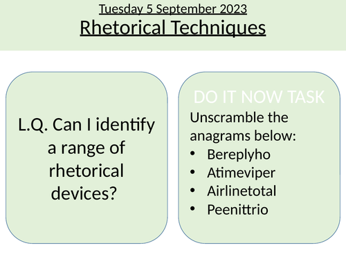 English Language: The Power of Rhetorical Devices/Techniques KS3/KS4 ...