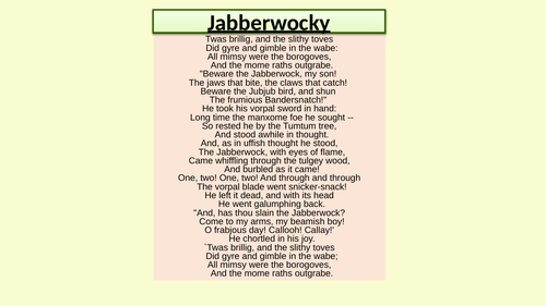 Lewis Carroll's Jaberwocky - writing nonsensical poetry (2 lessons ...