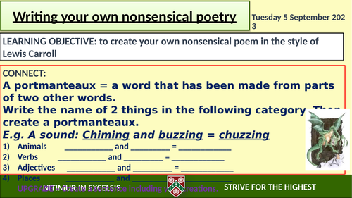 Lewis Carroll's Jaberwocky - writing nonsensical poetry (2 lessons ...