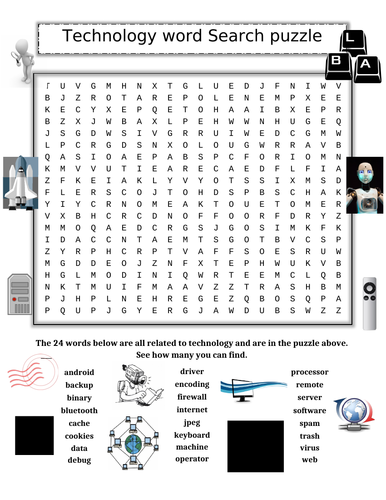 Technology Word Search Puzzle (24 Words to Find) | Teaching Resources