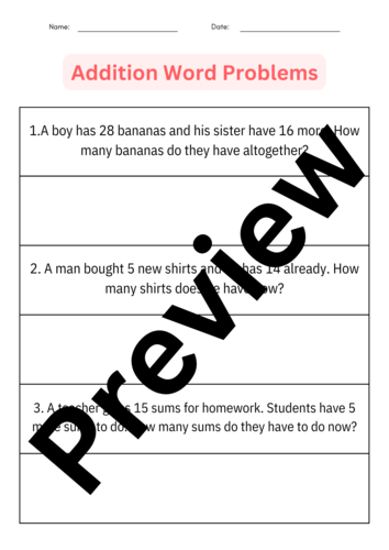1st Grade Addition Word Problems Math Worksheets for kindergarten ...