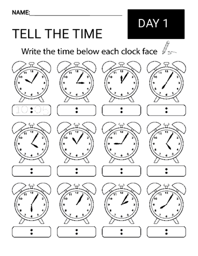 100 Days Of Timed Tests Telling The Time Teaching Resources