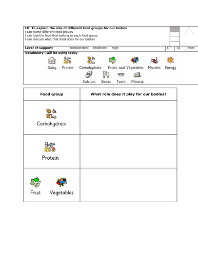 LKS2 Year 3/4 Science Lesson - The role of food groups | Teaching Resources