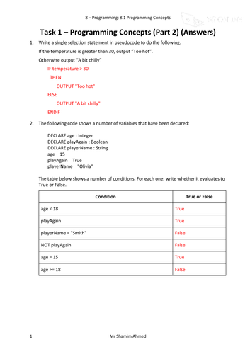iGCSE Computer Science - Unit 8 Programming - 8.1 Programming Concepts ... iGCSE Computer Science - Unit 8 Programming - 8.1 Programming Concepts ...