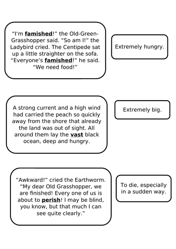 James and the Giant Peach Vocabulary | Teaching Resources