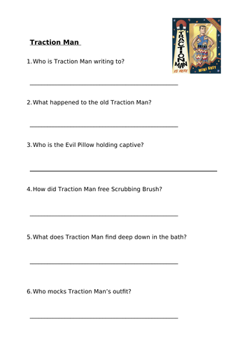 Traction Man Reading Comprehension | Teaching Resources