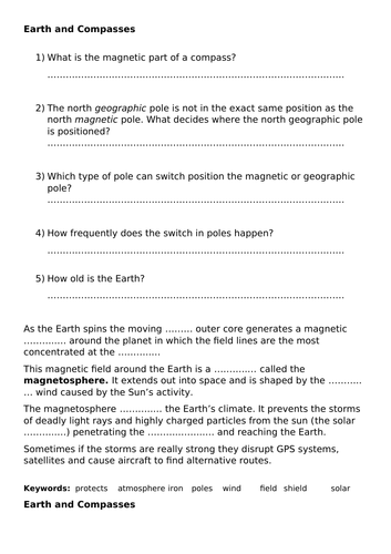 AQA KS3 Electromagnets module – Earth’s Magnetic Field lesson ...