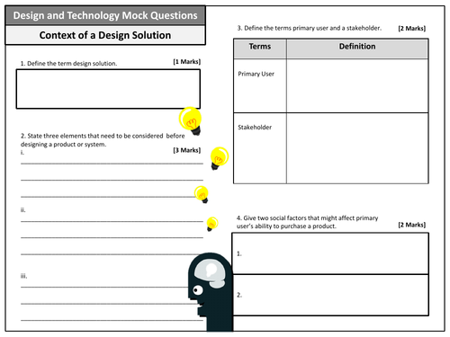 Design Technology Mock Questions - Design Considerations | Teaching ...