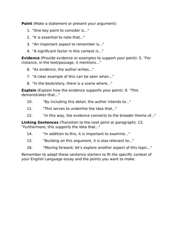Sentence Starter Pack | Teaching Resources