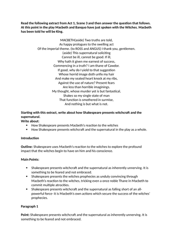 MACBETH REVISION PACK- Essay Plans, A Quote Bank , Character Profiles ...