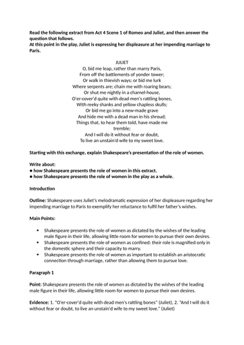 Romeo and Juliet Essay Plans GCSE English Literature (Characters and ...