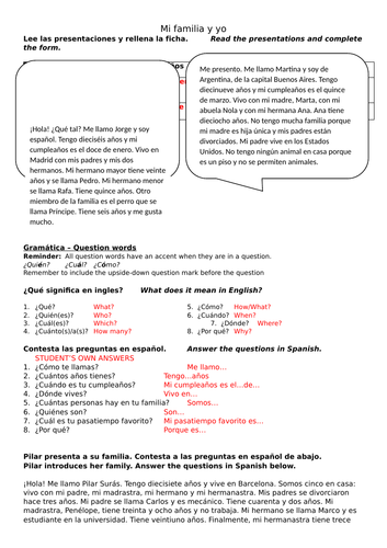 Mi familia y yo KS3/KS4 | Teaching Resources