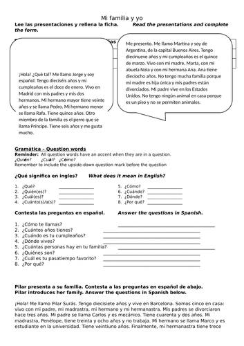 Mi familia y yo KS3/KS4 | Teaching Resources