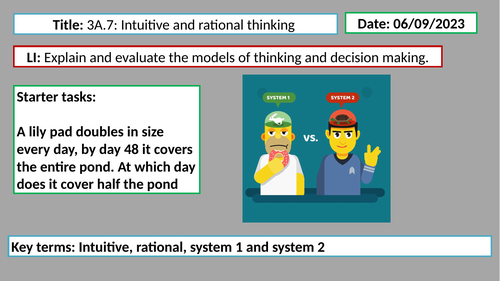 IB Psychology: Intuitive and rational thinking | Teaching Resources