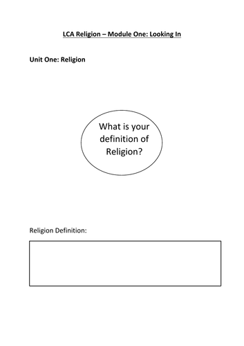 LCA Religion - Looking In Module - Unit One | Teaching Resources