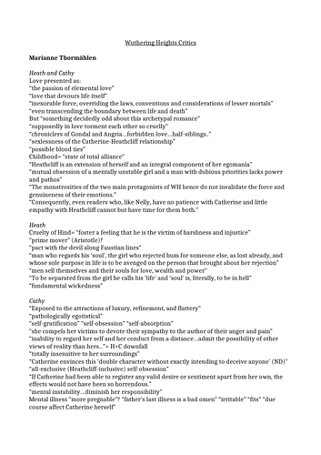 A-Level AQA English - Wuthering Heights Critical Quotes | Teaching ...