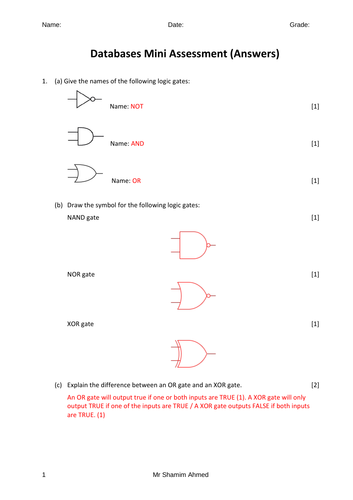 iGCSE Computer Science - Unit 10 Boolean Logic Mini Assessment ... iGCSE Computer Science - Unit 10 Boolean Logic Mini Assessment ...