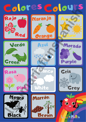 Spanish - Colours - PowerPoints, Poster, Bingo, Flashcards & Worksheets ...