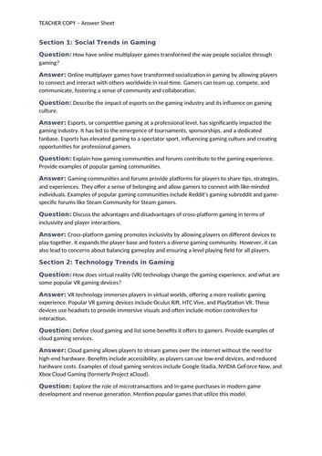 IT/Computing BTEC Level 3 - Unit 8 - Computer Games Development ...