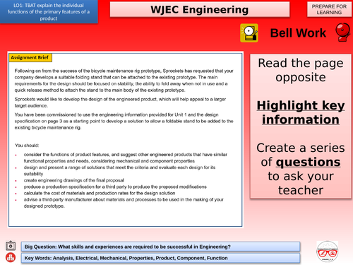2023-24 NEW SPEC WJEC LEVEL 1/2 ENGINEERING UNIT 2 | Teaching Resources